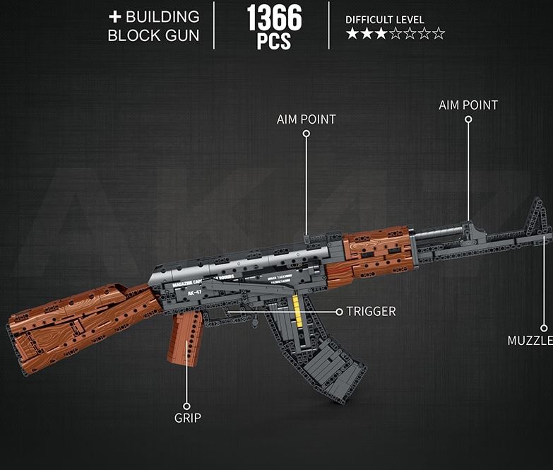 Reobrix 77005: Technic AK-74 Assault Rifle Model Gun Build (Can Shoot ...